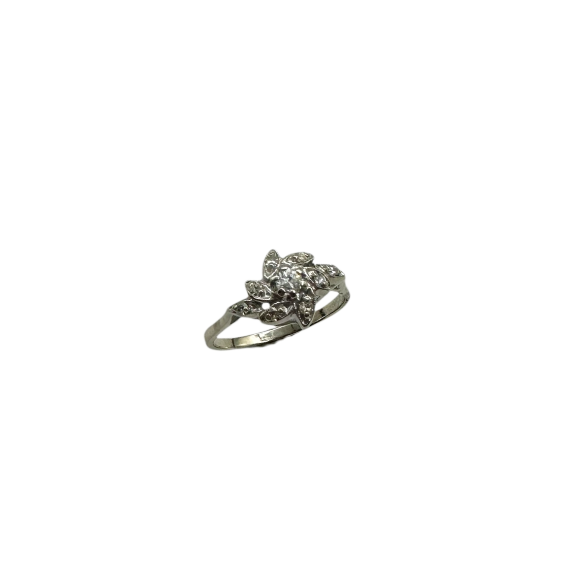 14K White Gold Diamond Pinwheel Bridge Ring