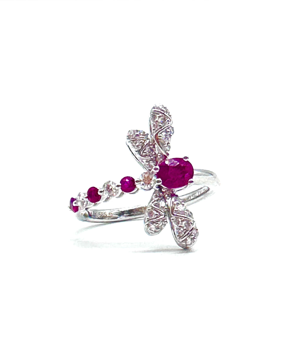 Ruby and Diamond Dragonfly Ring