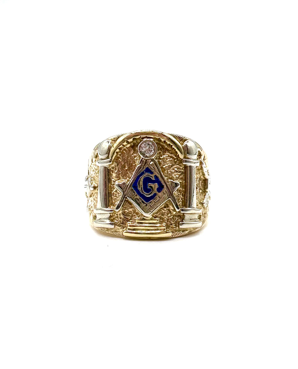 Masonic Ring with Bezel Set Diamond