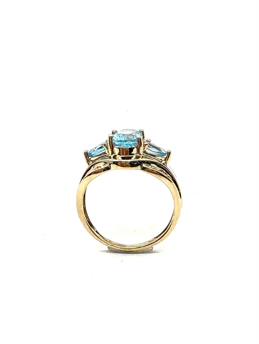 14k Blue Topaz Cutout Ring