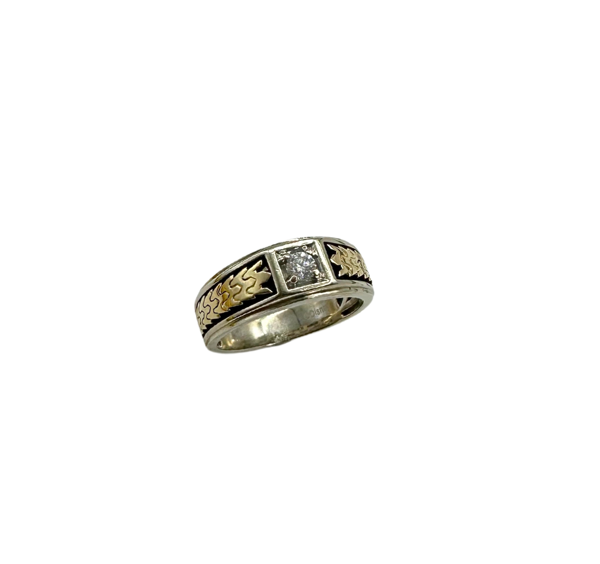 10-Point Diamond Solitaire 14K Yellow and White Gold Band